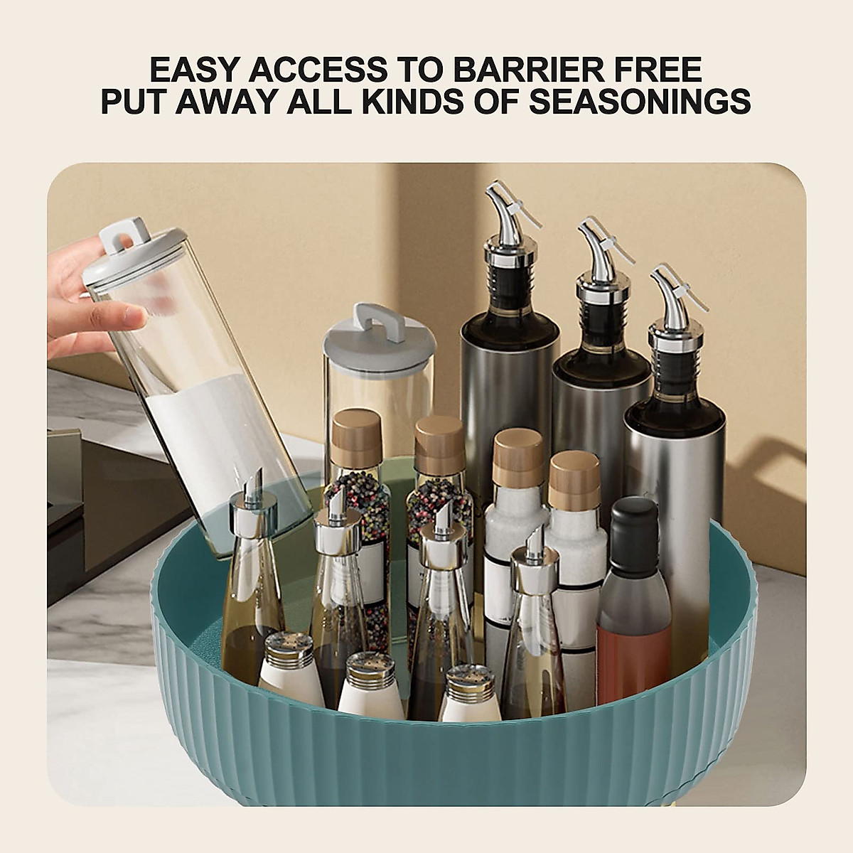 Asixxsix Lazy Susan Organizer, Round Turntable Cabinet Organizer 360 Degree Rotating Spice Rack Organizer, Cosmetic Makeup Organizers, Turntable Storage Rack for Kitchen Cabinet Pantry