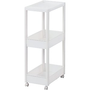 Tenma Fabier W-002W Skipita Wagon, 3 Tiers, Wide, White, Width 10.6 x Depth 17.7 x Height 33.5 inches (27 x 45 x 85 cm)