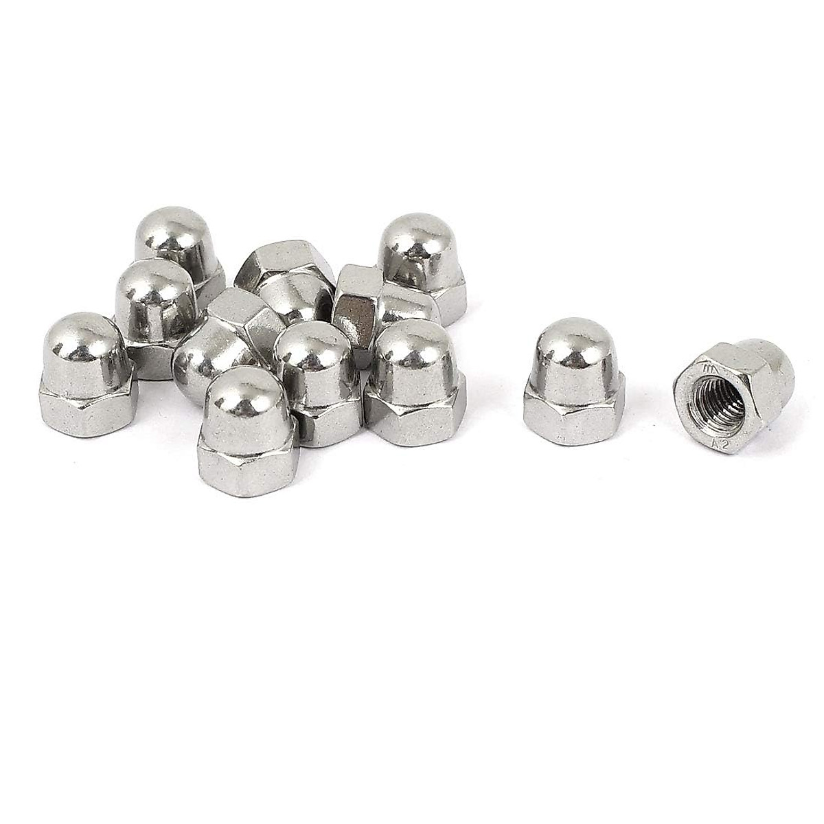 Acorn Dome Head hex Nuts,Threaded Dome Cap Nuts, M6 x 1mm Female Thread Cap Acorn Hex Nuts Fasteners Silver Tone 12pcs (1c85568487ecdcc537754444d15385fb)
