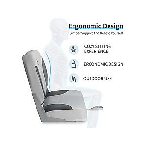 AOTTLATD Deluxe Folding Fishing Boat Seat Waterproof Classical Boat Seat, Gray and Black