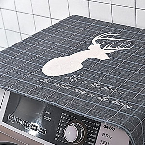 LANGUGU Fridge Dust Cover Kitchen Decor, Universal Sunscreen Cover with Storage Bag for Refrigerator and Washing Machine,Deer Head Psychedelic Geometric Décor Background,21" X 55"