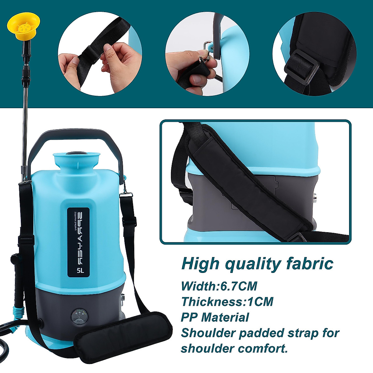 LAWNFUL 1.35 Gallon Battery Powered Sprayer for Long Time Spray (Double Battery)