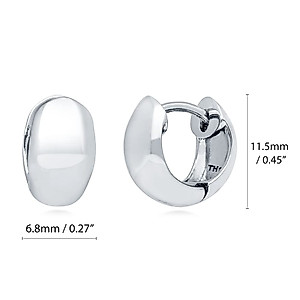 BERRICLE Sterling Silver Mini Fashion Hoop Huggie Earrings for Women, Rhodium Plated 0.45"