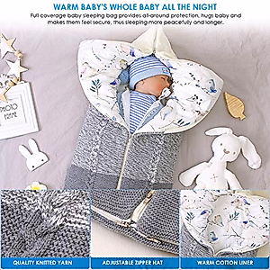 Petyoung Newborn Baby Swaddle Blanket, Multifunction Stroller Wrap Sleeping Mat Thick Warm Sleeping Bag for Baby Boys Girls 0-12 Months