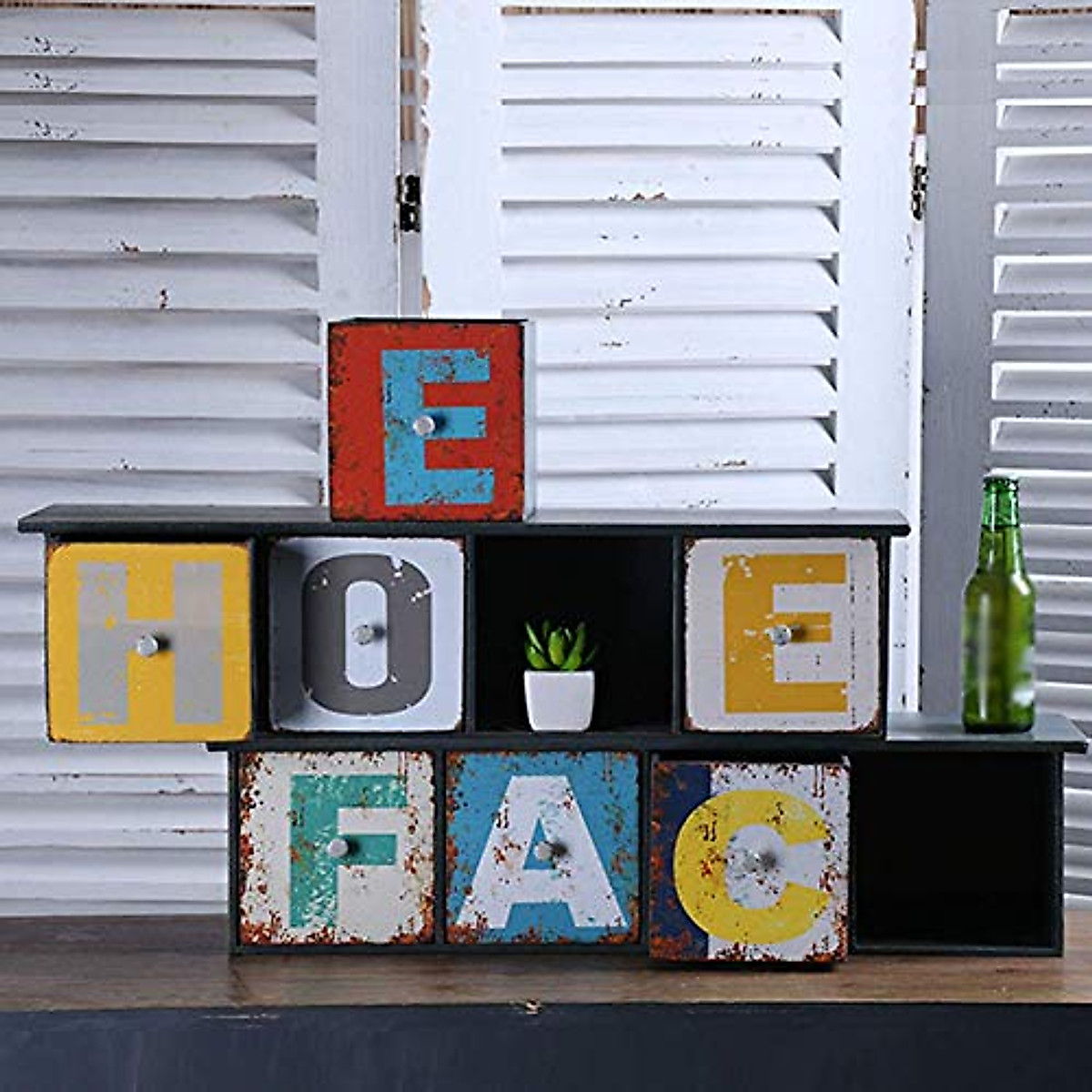 PIBM Stylish Simplicity Shelf Wall Mounted Floating Rack Shelves Iron Art Drawer Letter Combination Cafe,4 Styles, a , 67.5X17.5X17CM