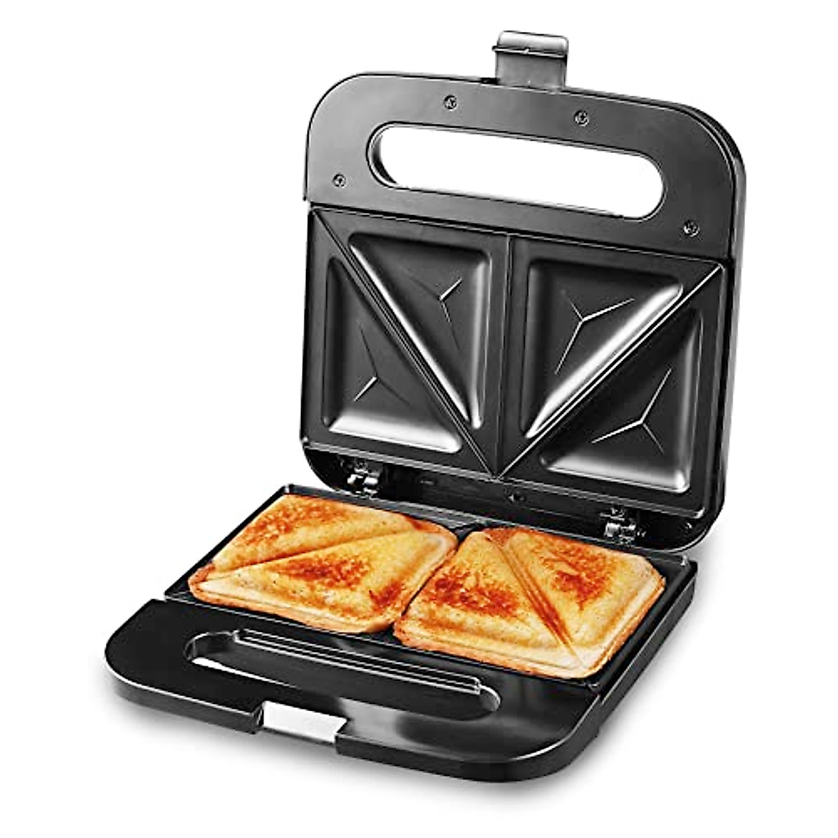 Elite Gourmet ESM2207SS# Stainless Steel Sandwich Panini Maker Grilled Cheese Machine Tuna Melt Omelets Non-stick Cooking Surface, 2 Slice, 750 Watts, Stainless Steel