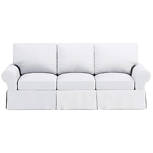 Dense Cotton Sleeper Cover. It Fits Pottery Barn PB Basic Three Seat Sleeper Sofa Bed. A Quality 3 Seater Sofa Bed Slipcover (White Durable)