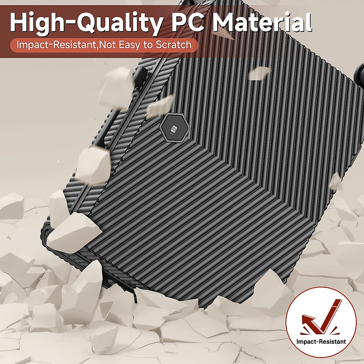 SOMODE Lightweight Carry On Luggage 20inch Wide Handle Suitcase,Travel Luggage (03-2-BLACK)