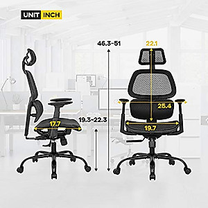 Office Chair Ergonomic Desk Chair Mesh Computer Chair with Arms Lumbar Support Swivel Rolling High Back Task Chair,Black