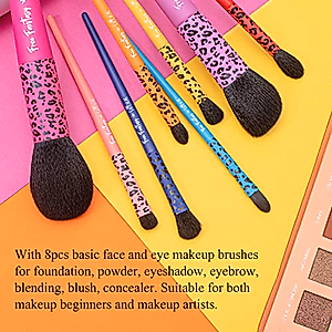 SHE HAS Makeup Brushes Set for Beginners Colorful Makeup Brush Kit Set 8Pcs Cute Make Up Brushes for Girls Premium Synthetic Face Powder Blush Contour Concealer Eyeshadow Leopard Print Makeup Brushes