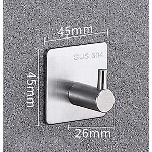 Super Strong Self Adhesive Hooks Heavy Duty Wall Mount Hooks Door Hooks Waterproof Stainless Steel Bathroom and Bedroom Hooks for Hanging Bags, Key, Coat, Hat, Towel Robe Hook Rack Tube Hook - 4 Packs