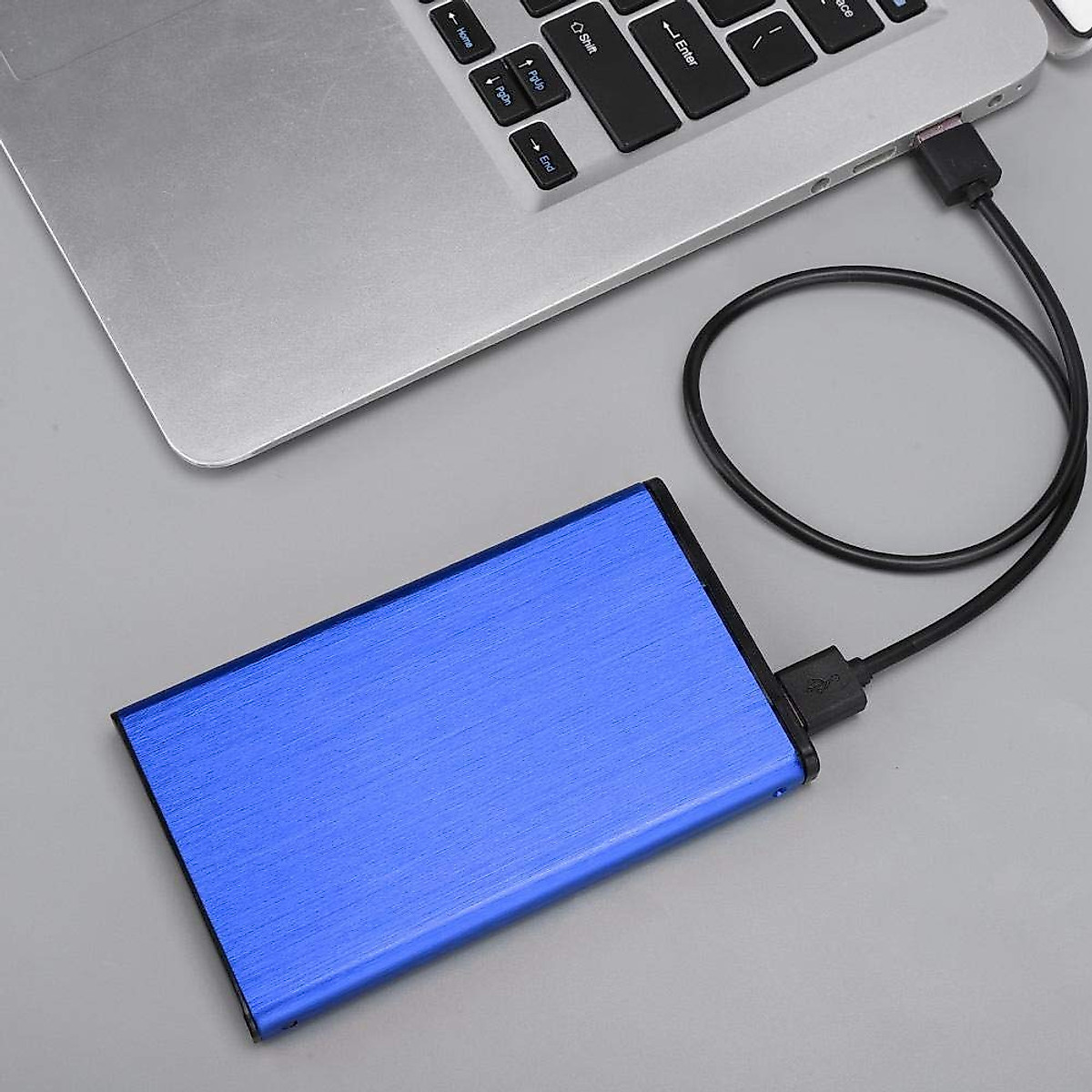 2.5inch USB2.0 Mobile HDD Case,External Mobile Hard Disk Case Box,Aluminum Alloy Brushed Fit for 2TB HDD SSD,Plug-and-Play, with LED Indicator(Blue)