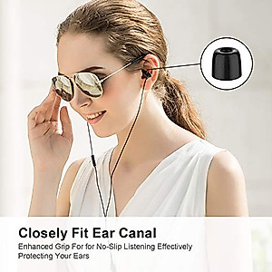 [6 Pairs] Earphone Tips for Sennheiser IE800 Westone FEYCH Premium Replacement Memory Foam Earbud Tips Noise Isolation Foam Tips Suit for 3.5-4.0mm in-Ear Earphones with Storage Box(S/M/L, Black)