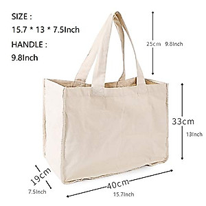 Best Canvas Grocery Shopping Bags 2 Pack - Canvas Grocery Shopping Bags with Handles - Cloth Grocery Tote Bags - Reusable Shopping Grocery Bags - Organic Cotton Washable & Eco-friendly Bags