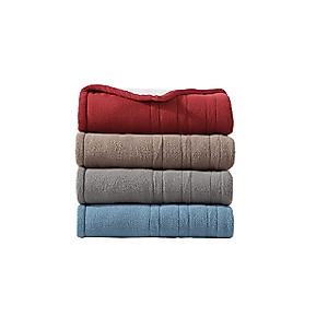 Eddie Bauer - Throw Blanket, Soft & Plush Heated Blanket, Cozy Fleece Bedding with Sherpa Reverse, 5 Heat Setting, Ash