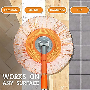 Presencte Mop - 360° Rotatable Adjustable Cleaning Mop, Wall Cleaning Mop, 2 in 1 Dehydrated Rotating Mops, Microfiber Dust Removal Mop, Round Mop for Bathroom Floor Wall (1.5m, 2 mop Head)