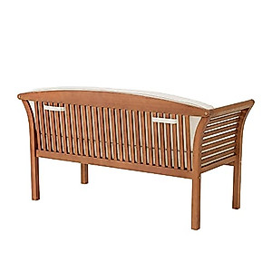 Stamford Eucalyptus Wood 2-Seat Patio Outdoor Bench with Cushions, 57"W x 24"D x 31"H and 47"W x 22"D x 18"H Seat, Weather-Resistant and Durable, Coordinates with Collection, Indoor-Outdoor Furniture