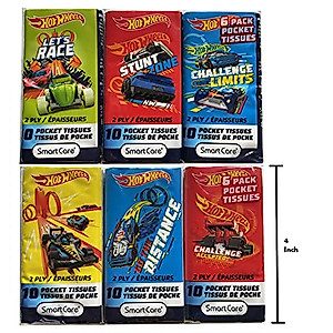 SmartCare Hot Wheels Facial Tissue in Portable Pocket Value Set for Kids Girls Boys Teens Women Men (12)