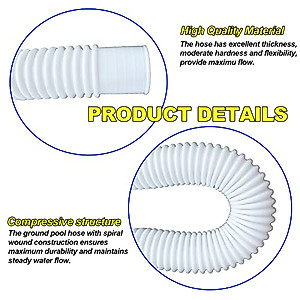 Pool Hoses for Above Ground Pools, 4 Pack 1.25 x 59 Inch Pool Filter Pump Hoses, Compatible with Intex Pool Filter Pump 607, 637 With 8 Metal Clamps(4)