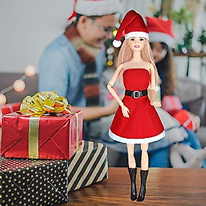 Cholung 6 Sets Christmas Doll Dresses with 2 Pairs Black Boots 11.5 Inch to 12 Inch Doll Christmas Clothes Sets Christmas Doll Dresses Suits for Little Girl