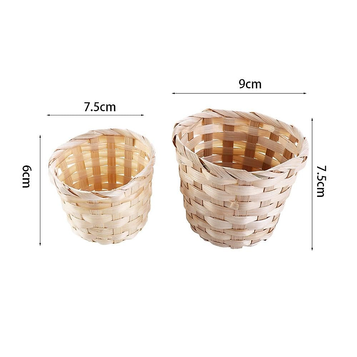 1PCS Portable Storage Basket,Bamboo Woven Basket Mini Storage Basket Desktop Plant Box for Garden(L)