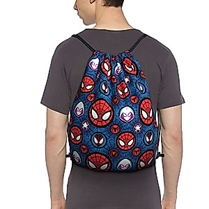 OUOUO Cool Superheros Drawstring Backpack Gym Bag Waterproof Training Gymsack Sport Strap Pack for Girls Boys Teens, Blue