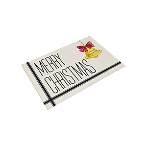 Christmas Outdoor Rugs for 4'x6' Patios Clearance, RV Camping Mat Rug Portable Outside Rug Indoor Outdoor Area Rug Mat for Beach Deck Pool Farmhouse Country Bell Stripes