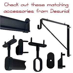 36" Long Oval Closet Rod | Heavy Duty Wardrobe Clothes Pole | Black | 2 Pack