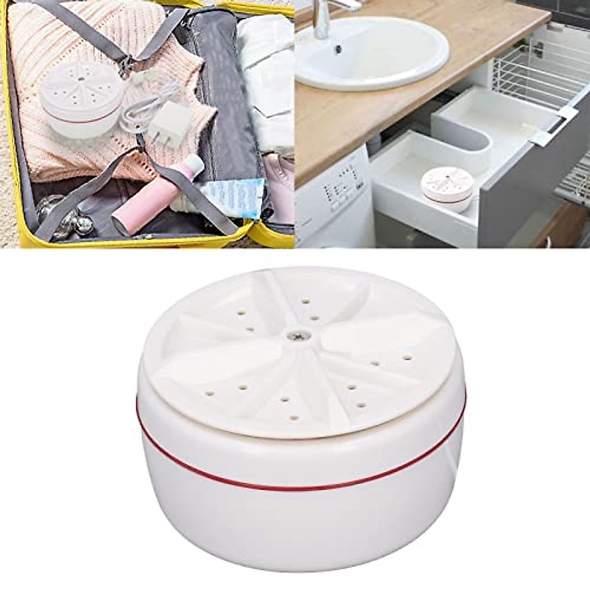 Mini Washing Machine, Foldable Laundry Washer Automatic Cycle Ultrasonic Turbine Washer USB Power Portable Underwear Washer Travel Washing Machine for Baby Clothes, Socks, Underpant