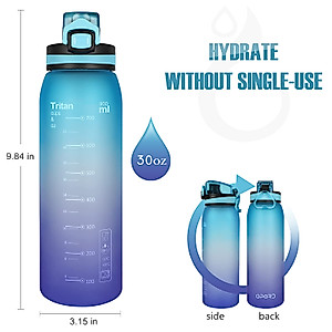 Opard 30oz Sports Water Bottle with Leak Proof Flip Top Lid BPA Free Tritan Reusable Plastic for Gym and Outdoor