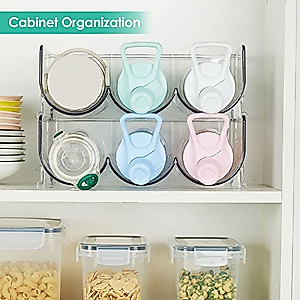 tinysiry Water Bottle Organizer,Stackable Plastic Anti-Slip 3 Bottle Wine and Drink Storage Holder for Kitchen Countertop Office Cabinet Pantry Fridge Clear