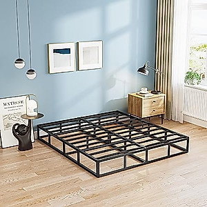 Aardhen Full Size 7 Inch Box Spring & Low Profile Metal Platform/Bed Frame with Steel Slat Support/Quiet Noise-Free/Easy Assembly