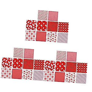 Ciieeo 60 pcs for Xmas Bag Red Bundle Doll Scraps Cloth Patchwork Floral Fat Christmas Wreath Pre-Cut Printed Sewing Supplies Dress Crafting Quarters Quilting Fabrics Multi-Color Craft