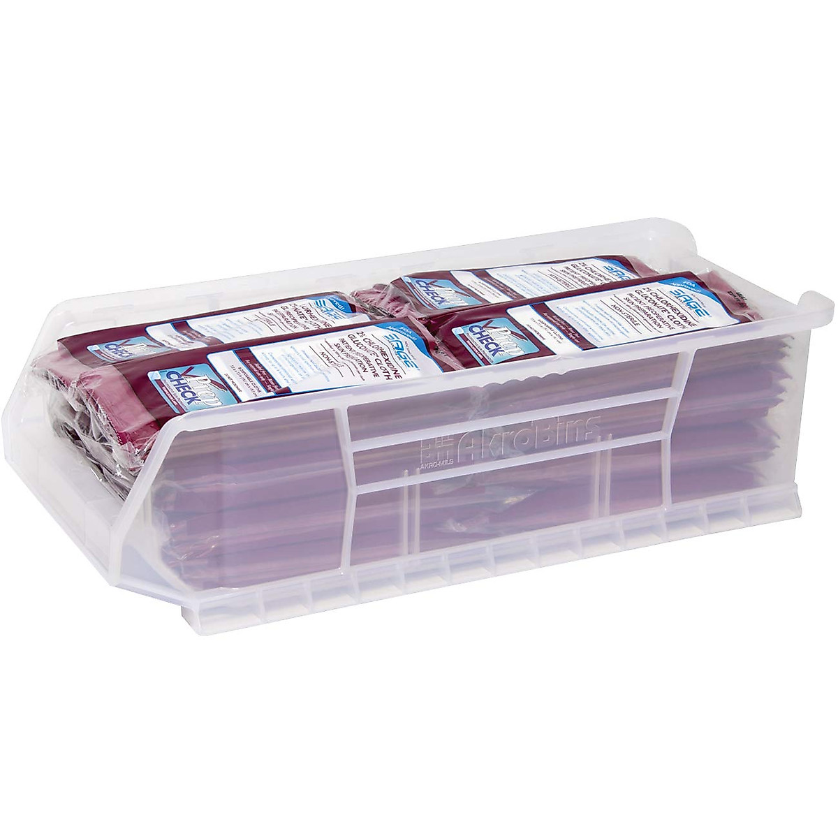 Akro-Mils 30286 Super-Size AkroBin Heavy Duty Stackable Storage Bin Plastic Container, (24-Inch L x 11-Inch W x 7-Inch H), Red, (4-Pack)