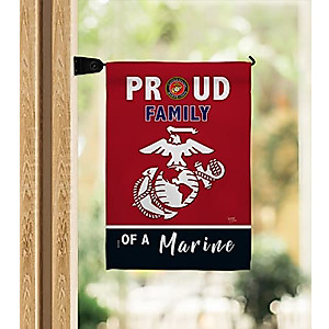Breeze Decor Proud Family Garden Flag Set Mailbox Hanger Armed Forces Marine Corps USMC Semper Fi United State American Military Veteran Retire Official House Yard Gift Double-Sided, Made in USA