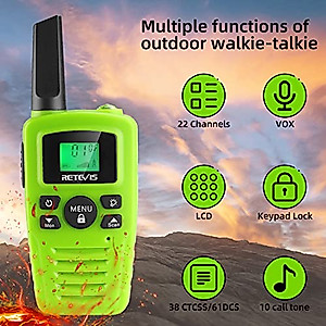 Retevis RA35 Walkie Talkies, Walkie Talkie for Kids Adults, Long Range Two Way Radios, Toddler Walkie Talkie for Boys Girls Family 2 Way Radio for Biking, Hiking, Cruise 2 Pack