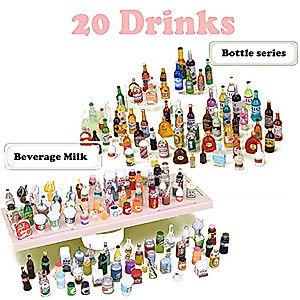 Bargain House 150 Pcs Miniatures Food Drinks Bottles Doll Accessories 1:12 Playset Pretend Play Kitchen Game Party Toys Mini Things Stuff Tiny Baking Landscape Micro Mart, Multicolor