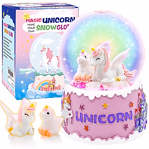 HeyKiddo Unicorns Gifts for Girls, Make Your Own Unicorn Music Snow Globe, Arts and Crafts for Kids, Unicorn Toys for Girls, Gifts for 4,5,6,7,8,9 10 Year Old Girl, Birthday, Ideas