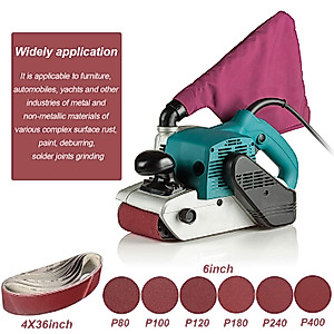 Aluminum Oxide Sanding Belts 10 Pieces Sanding Belts (80/120/150/240/400 Grits) and 12 Pieces 6 Inch Self Stick No Hole Aluminum Oxide Sanding Disc (4 x 36 Inch)