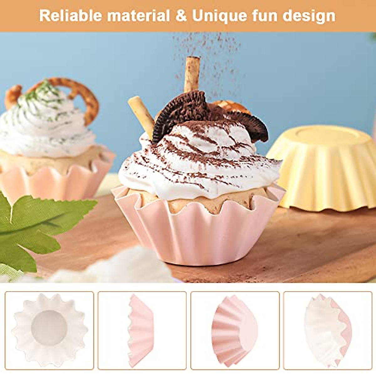 200PCS Wave Cupcake Liners, FULANDL Standard Size Muffin Liners Baking Cups, Greaseproof Coated Cupcake Wrappers for Wedding Birthday Party Baby Shower (100 Purple + 100 Pink)