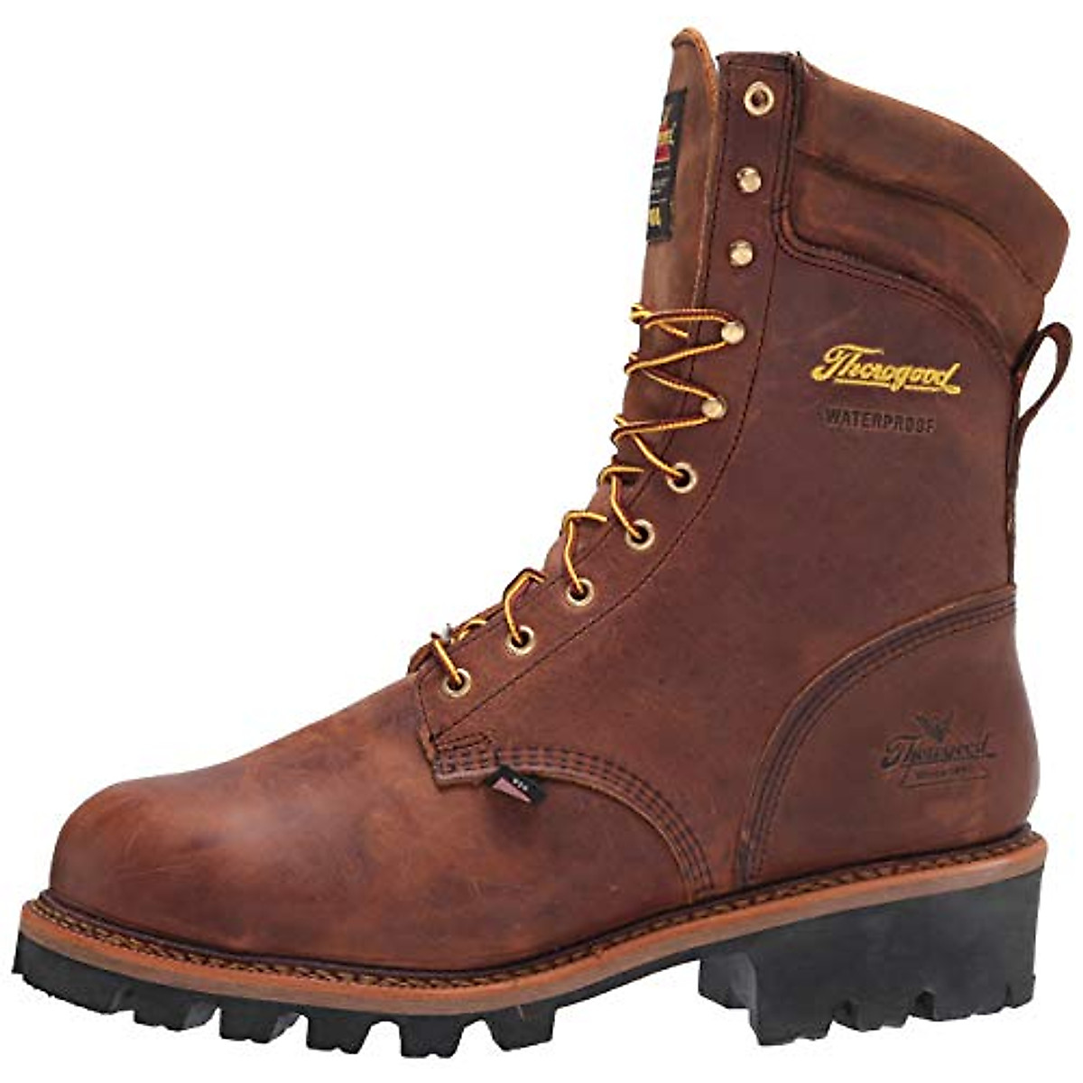Thorogood Logger Series 9” Waterproof Insulated Steel Toe Work Boots for Men - Premium Leather with 400g Thinsulate and Vibram Slip-Resistant Heel Outsole, Trail Crazyhorse - 9.5 XW US