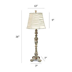 Elegant Designs LT3301-CRM Antique Style Buffet Table Lamp with Cream Ruched Shade
