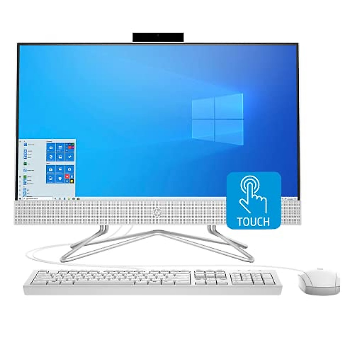 HP 2021 All-in-One Desktop Computer, 23.8" Full HD Touchscreen, 11th Generation Intel Core i5-1135G7 Processor, Intel Iris Xe Graphics, 32GB RAM, 1TB SSD, Webcam, DVD-RW, Windows 10 Home,White