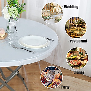 sancua Clear Plastic 100% Waterproof Round Tablecloth - 70 Inch - Vinyl PVC Table Cloth Protector Oil Spill Proof Wipe Clean Table Cover for Dining Table, Parties & Camping, Crystal Clear
