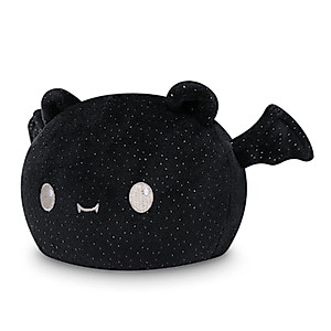 TeeTurtle - The Original Reversible Bat Plushie - Black + White Sparkle - Cute Sensory Fidget Stuffed Animals That Show Your Mood - Perfect for Halloween! 3.5 inch