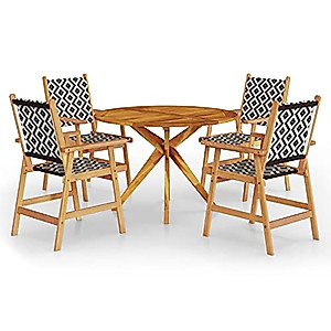 Camerina 5 Piece Patio Dining Set Outdoor Dining Table Set Patio Table and Chairs Set Outdoor Patio Dining Set Solid Wood Acacia 3087133