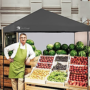 Kuznap 12’x12’ Pop up Canopy Tent Patented EZ Set up Instant Outdoor Canopy with Sidewall Bonus 4 Weight Sandbags, 8 Stakes and 4 Ropes, Grey