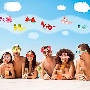 8 Pairs Luau Party Sunglasses, Hawaiian Funny Sunglasses Summer Party Sunglasses Novelty Eyeglasses Tropical Fancy Dress Props for Creative Hawaiian Beach Theme Party Supplies