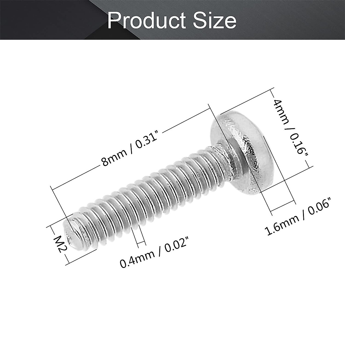 MroMax 60Pcs M2 x 8mm Pan Head Phillips Machine Screws, 304 Stainless Steel 18-8, Fully Thread, Metric Silver Gray Cross Head Screws Bolts for Computers, Camera and Other Small Electronic Devices