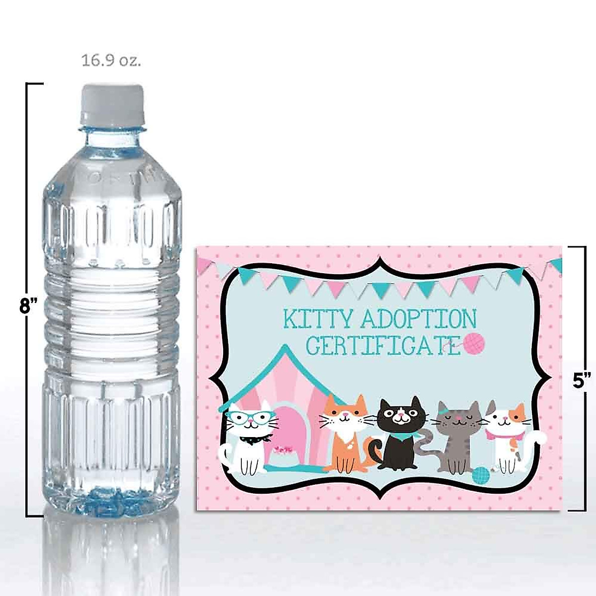 Plush Kitten Stuffed Animal Themed Certificates of Adoption for Kids' Birthday Parties, 10 5x7 Fill in Cards by AmandaCreation